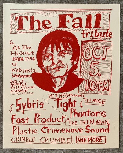 THE FALL Mark E Smith Tribute Punk Hideout Chicago Concert SCREEN PRINT ...
