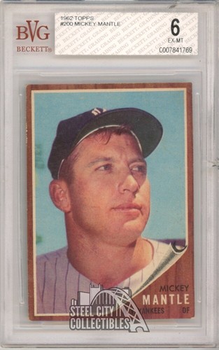Mickey Mantle 1962 Topps Baseball Card #200 BVG 6 Excellent-Mint | eBay
