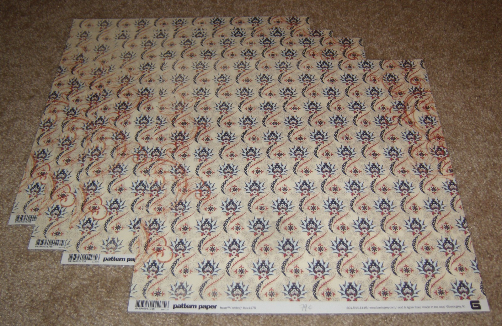 Basic Grey 12x12 Single Sided Paper(4) ~ Boxer Collection...oxford | eBay