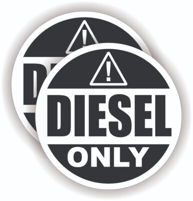 pair 5" round Diesel Only Vinyl Decals Stickers Labels Fuel Door Truck ...