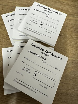 1 Pad Licensed Taxi Receipts 100 Printed Sheets 80 Grams White Paper ...
