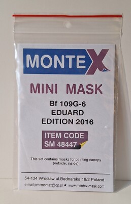 1/48 Eduard Bf 109G-6 (2016 Ed) Canopy (In/Out) & Wheels Mask - Montex ...