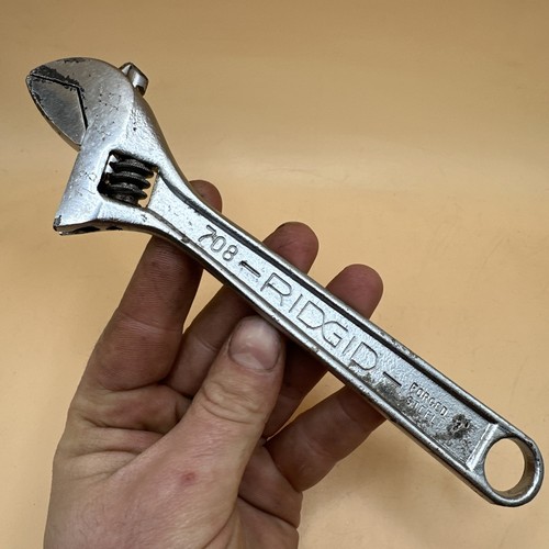 Vintage RIDGID Tools 8" Adjustable Wrench No. 708 Ridge Tool Co. Made ...