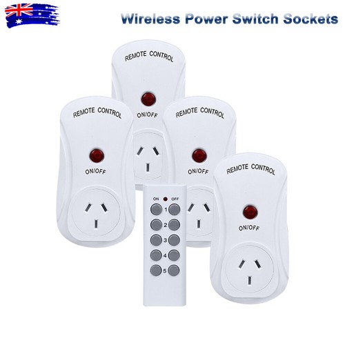 AU Plug 4 Mains Outlet Power Point Socket + 1 Smart Wireless Remote ...