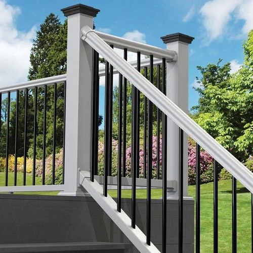 Veranda Stair Rail Kit Black Metal Balusters White Poly Composite 6 ft ...