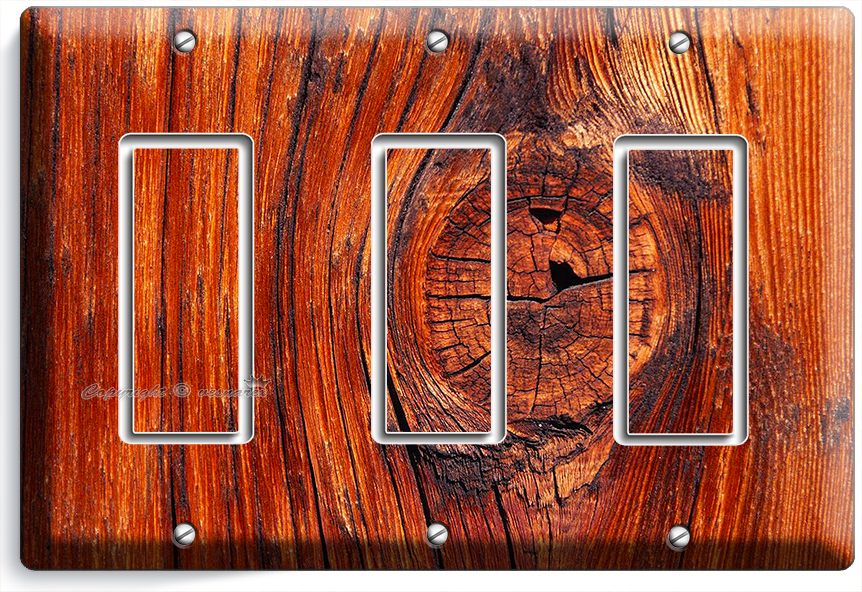 OLD RUSTIC WOOD EYE LIGHT SWITCH OUTLET WALL PLATE LOG CABIN COUNTRY ...