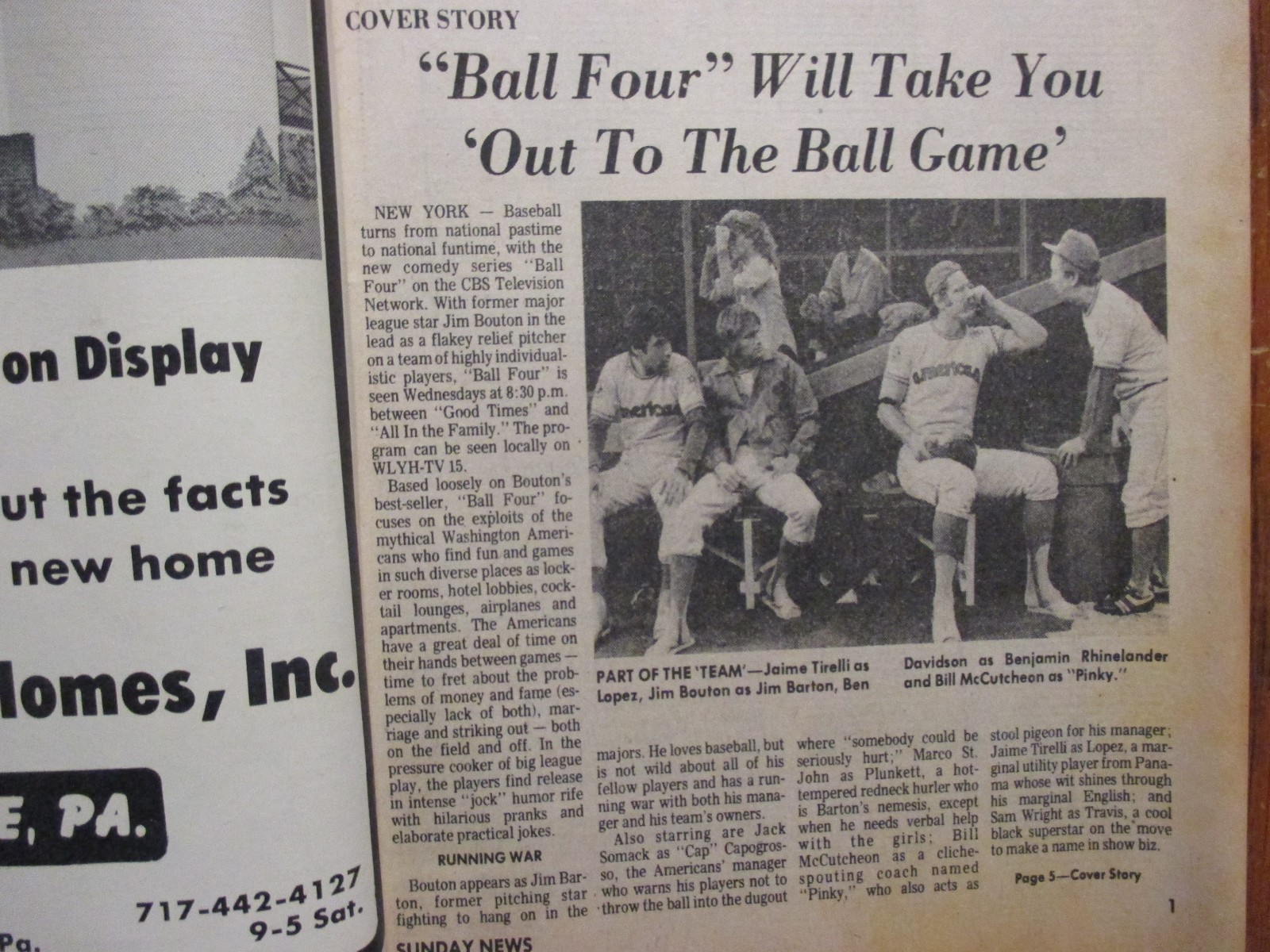 Oct-1976 Lancaster Pa TV Week Magaz(BILL BIXBY/BALL FOUR/BOBBY VINTON ...