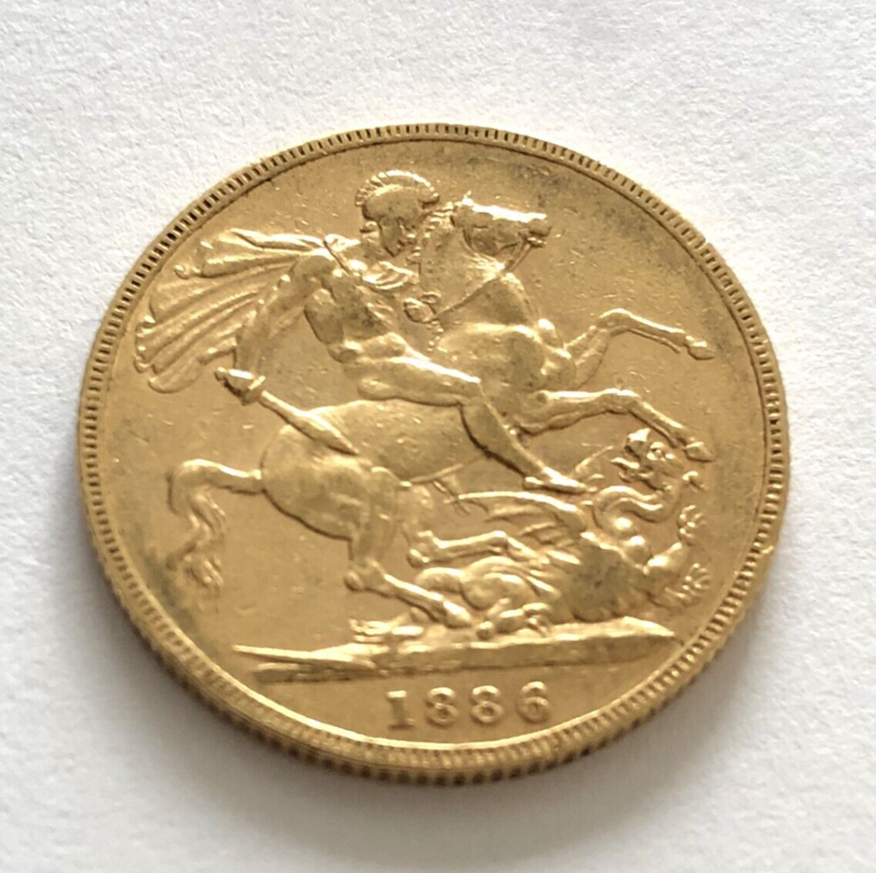 1886 Great Britain Gold Full Sovereign (.2354 oz) - Victoria Young ...