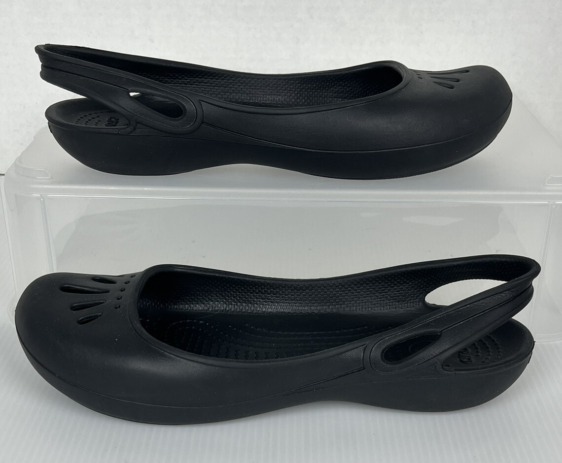 CROCS Thea Ballet Flats Comfort Shoes Black Matte Siz… - Gem