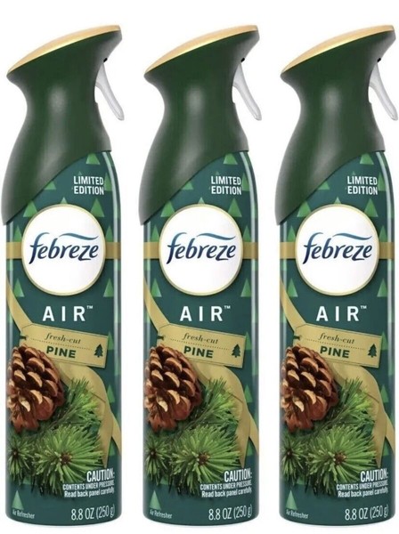 3x Febreze Air Fresh Cut Pine Scent Spray Freshener Limited Edition 8 ...
