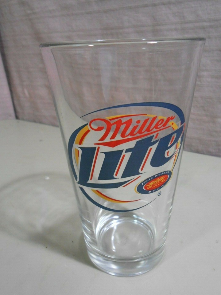 MILLER LITE Beer Drinking Glass 16 oz. Tavern Style | eBay