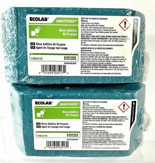 NEW Ecolab 6101203 Smartpower Rinse Additive: 2-2.5 lb blocks ...