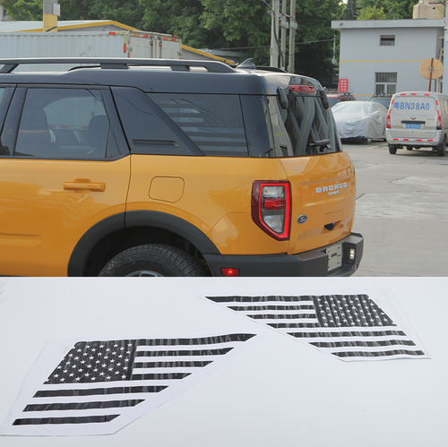 Black PVC American Flag Rear Side Window Sticker For Ford Bronco Sport ...