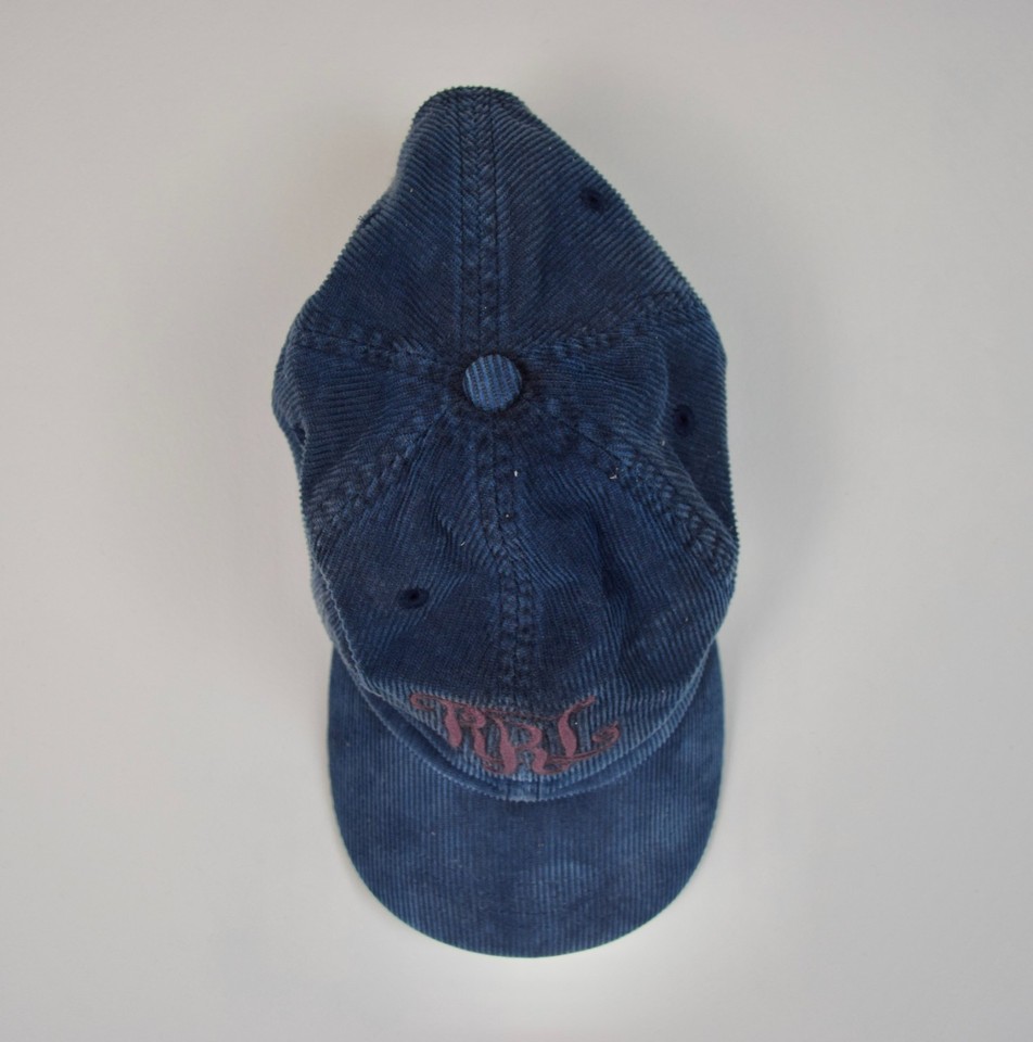 Vintage RRL Ralph Lauren Blue Cotton Baseball Cap Hat Corduroy Logo One ...