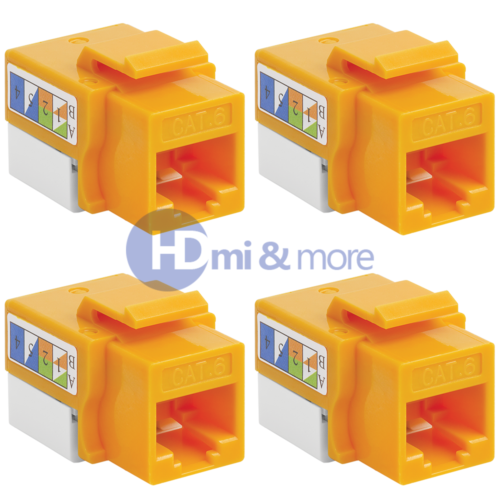 4x Cat6 RJ45 Punch Down Keystone Jack CAT6 Network Ethernet RJ45 Yellow ...