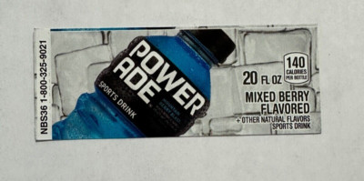 Powerade Mixed Berry Vending Machine Flavor Strip 20oz For Vendo, Dixie ...
