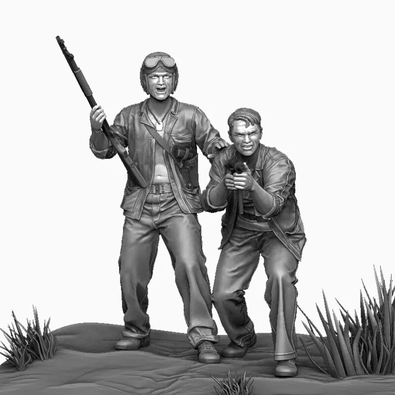 1/35 Resin Model Kit USMC Tanker Close Combat 2 Figures Unassembled ...