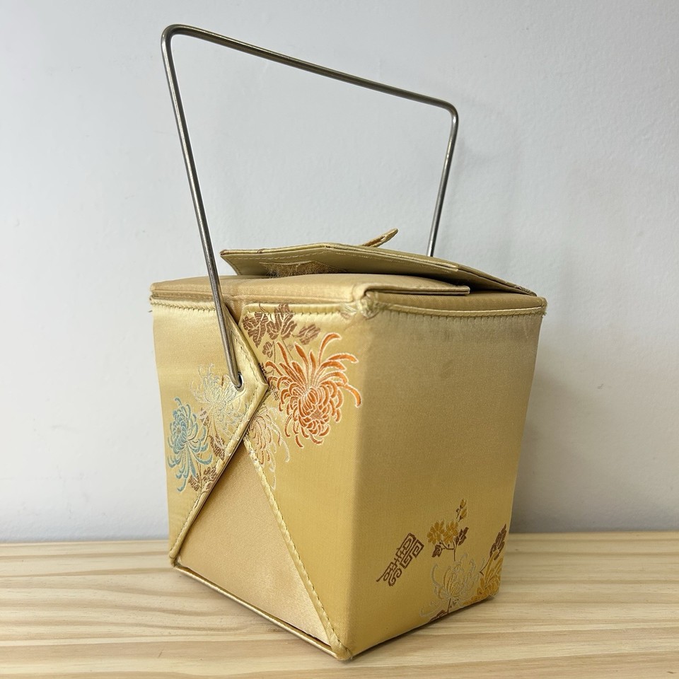 90s Y2K Chinese Takeout Box Handbag Gold Floral Oyster Pail Purse | eBay