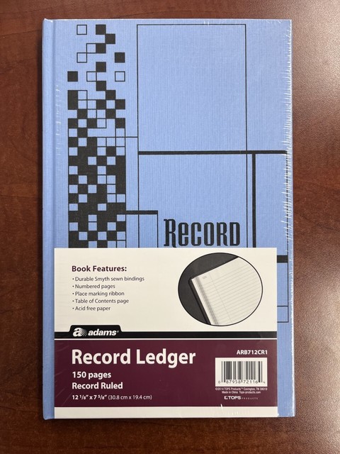 Adams Record Ledger Book 7 5/8 X 12 1/8 Blue Cloth Cover 150 Pages for ...