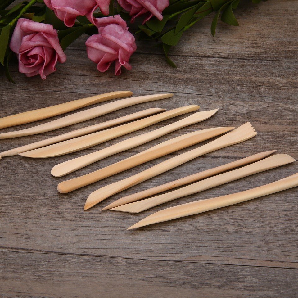 10pcs Wood Wooden Clay Modeling Tools Set Polymer Clay Sculpting DIY Craft | eBay