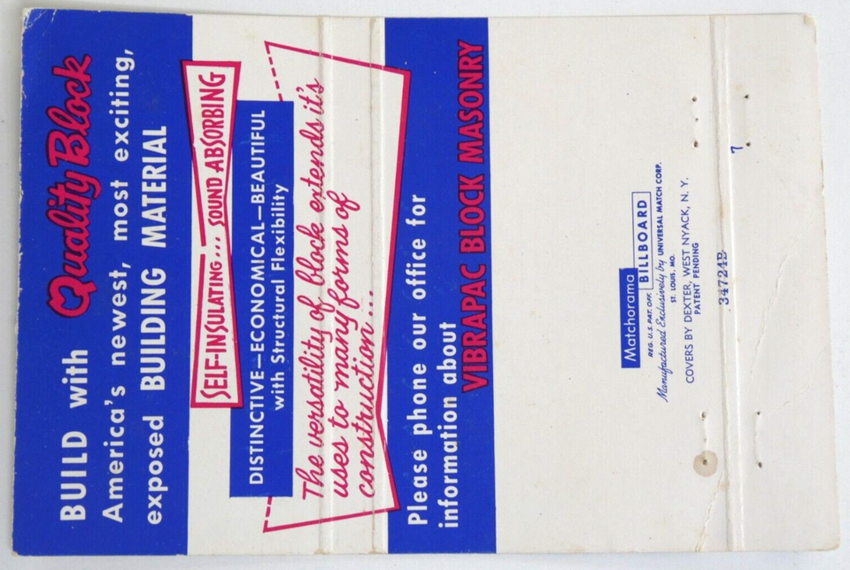 Matchbook Cover Wide Kent Block & Supply Co Inc Grand Rapids MI ...