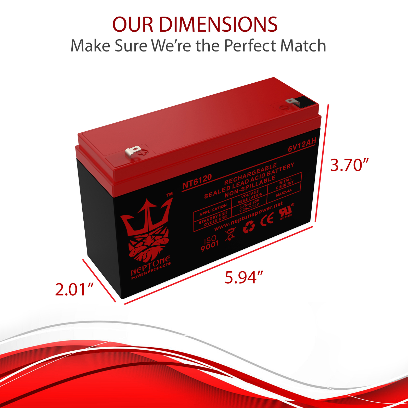 2 Neptune Power 6V 12Ah 6 Volt 12 amp hour Sealed Lead Acid Batteries ...