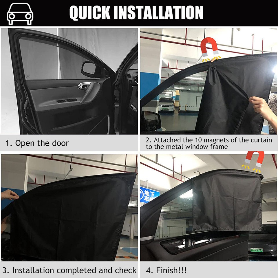4X Magnetic Car Side Front Rear Window Sun Shade Cover Mesh Shield UV ...
