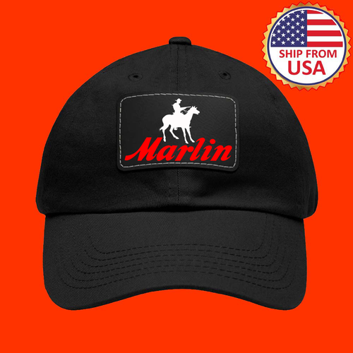 Marlin Guns Firearms Black Dad Hat With Leather Patch Adjustable Size ...
