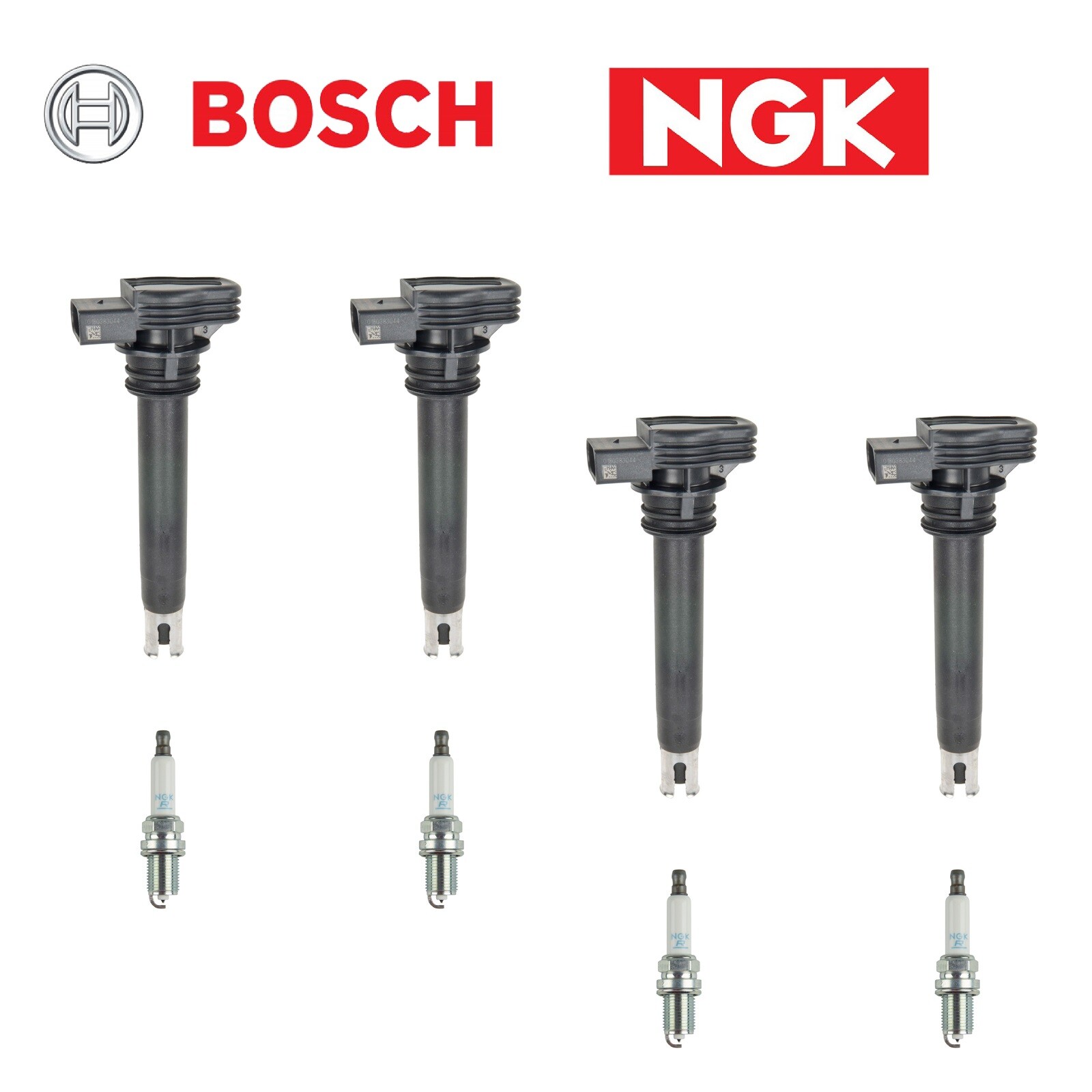 For Audi Q3 Q5 A5 Quattro 2.0L L4 4pcs Bosch NGK Ignition Coil & Spark ...