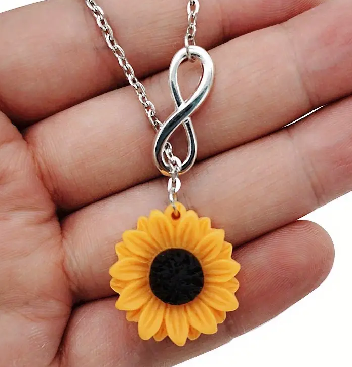 Pendant Necklace Yellow Sunflower Bridal Flower Infinity Charm Daisy ...