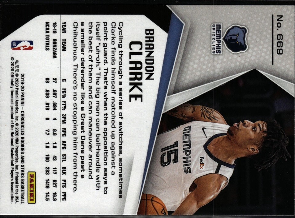 2020 Panini Chronicles #669 Brandon Clarke Los Angeles Dodgers | eBay