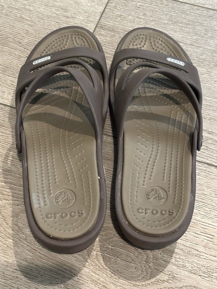 Crocs Patricia Women's Wedge Heel Sandals Brown Shoes Size W10 Slide ...
