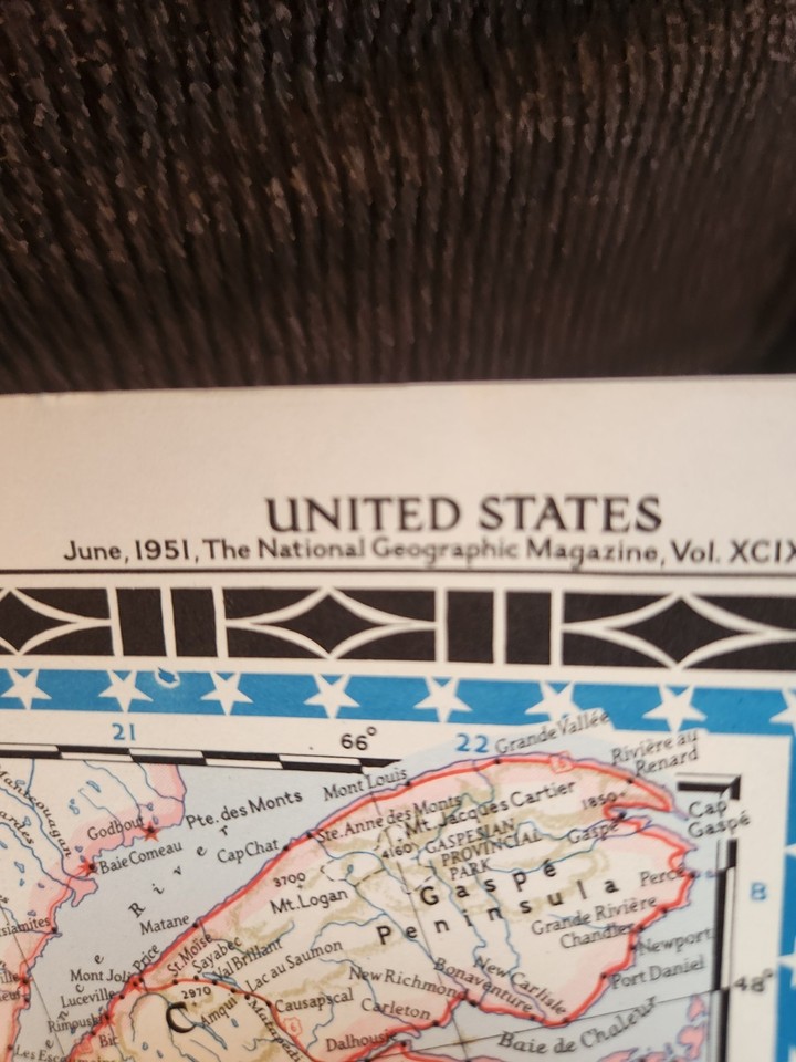 1951 (June) The US of America; National Geographic Map; Good Condition ...