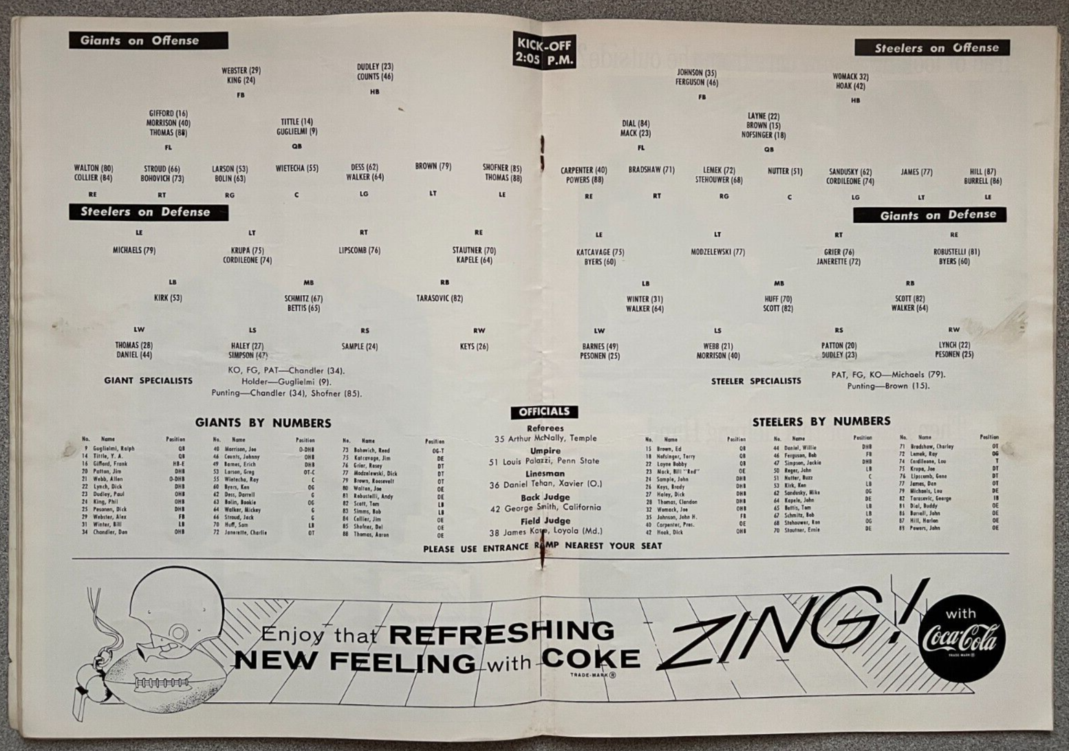 NY Giants vs Pittsburgh Steelers Program At Yankee Stadium October 14 ...