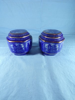 PAIR SMALL RINGTONS MALING CATHEDRAL JAR - TEA CADDY WADE POTTERIES ...