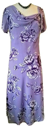 Emma Blake Dress long floral lilac flared fully lined Size 12 | eBay