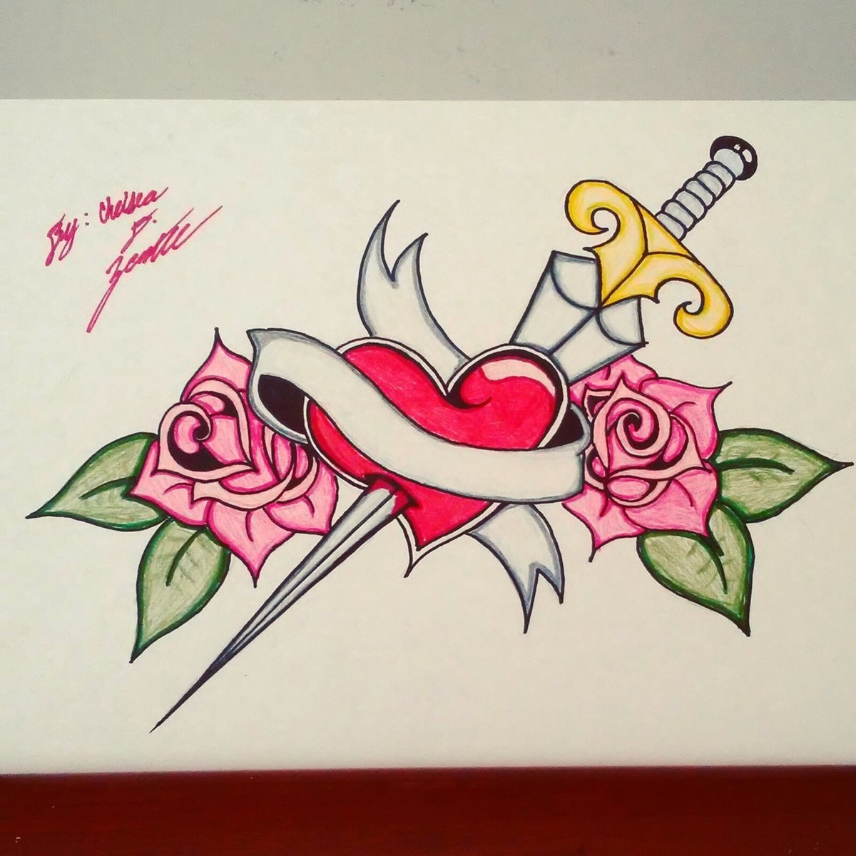 Heart With Sword Drawing