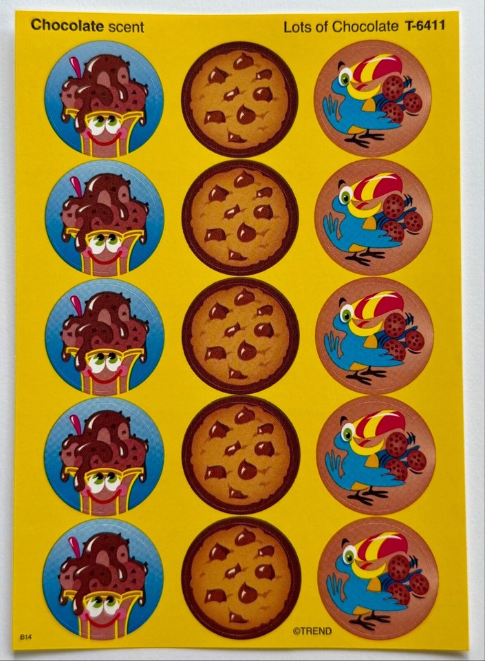 TREND Scratch N Sniff Sticker CHOCOLATE Scent & APPLE School Time book ...