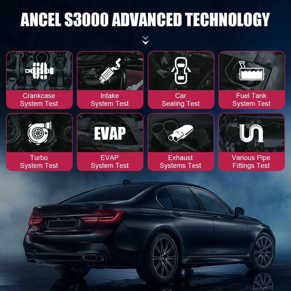 ANCEL S3000 Car Smoke Machine Diagnostic Tool EVAP Vacuum Leak ...