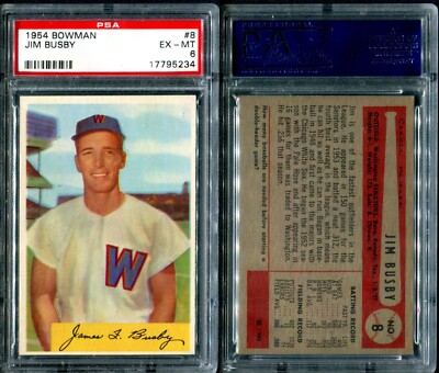PSA 6 1954 Bowman #8 Jim Busby Washington Senators POP39 | eBay