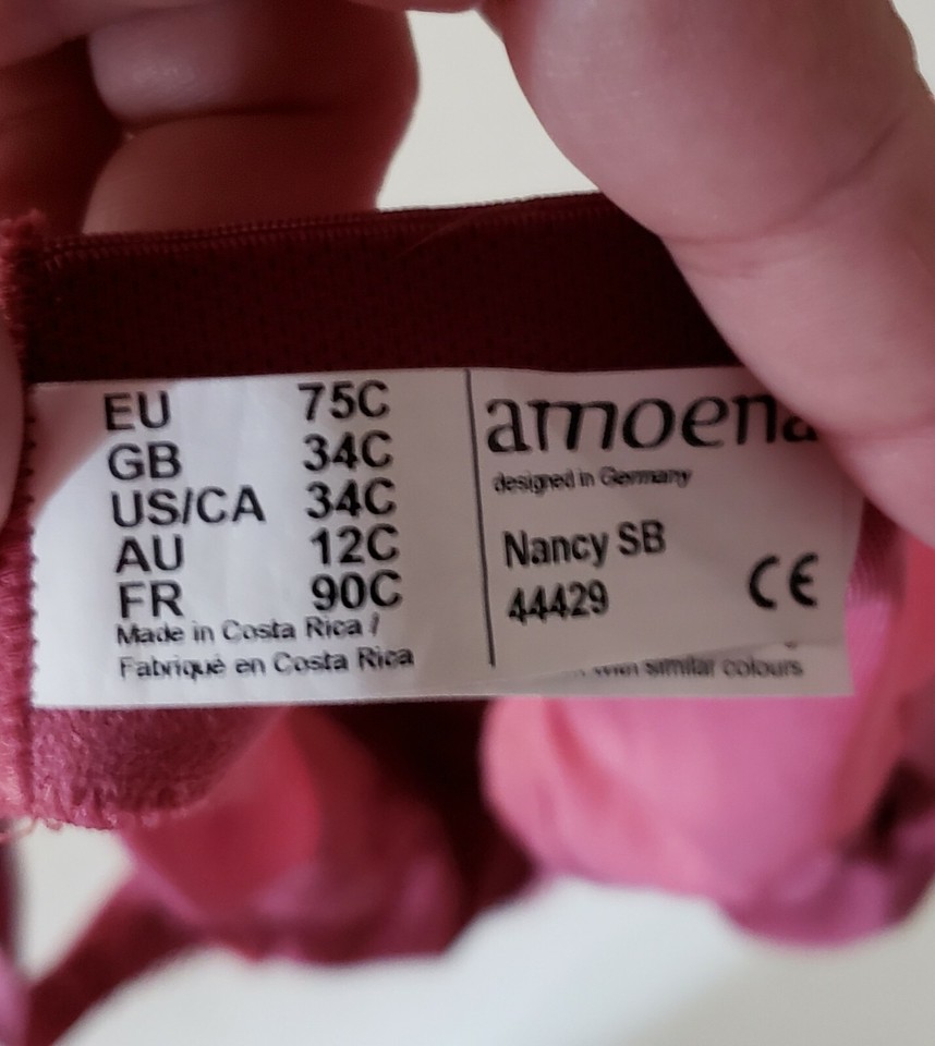 Amoena Nancy Bra 34C Wild Rose Mastectomy Coolmax Pockets Classic Wire ...