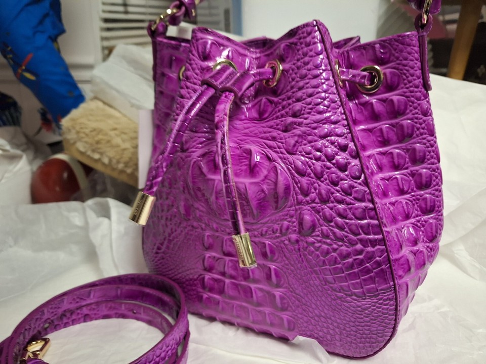 Brahmin Melbourne Collection Deep Fuchsia Melinda Bucket Bag | eBay