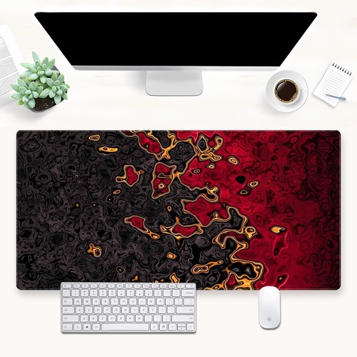 Red, Black Gaming Mouse Pad, 31.5 x 15.7 inch, Fluid Abstract Art XL ...