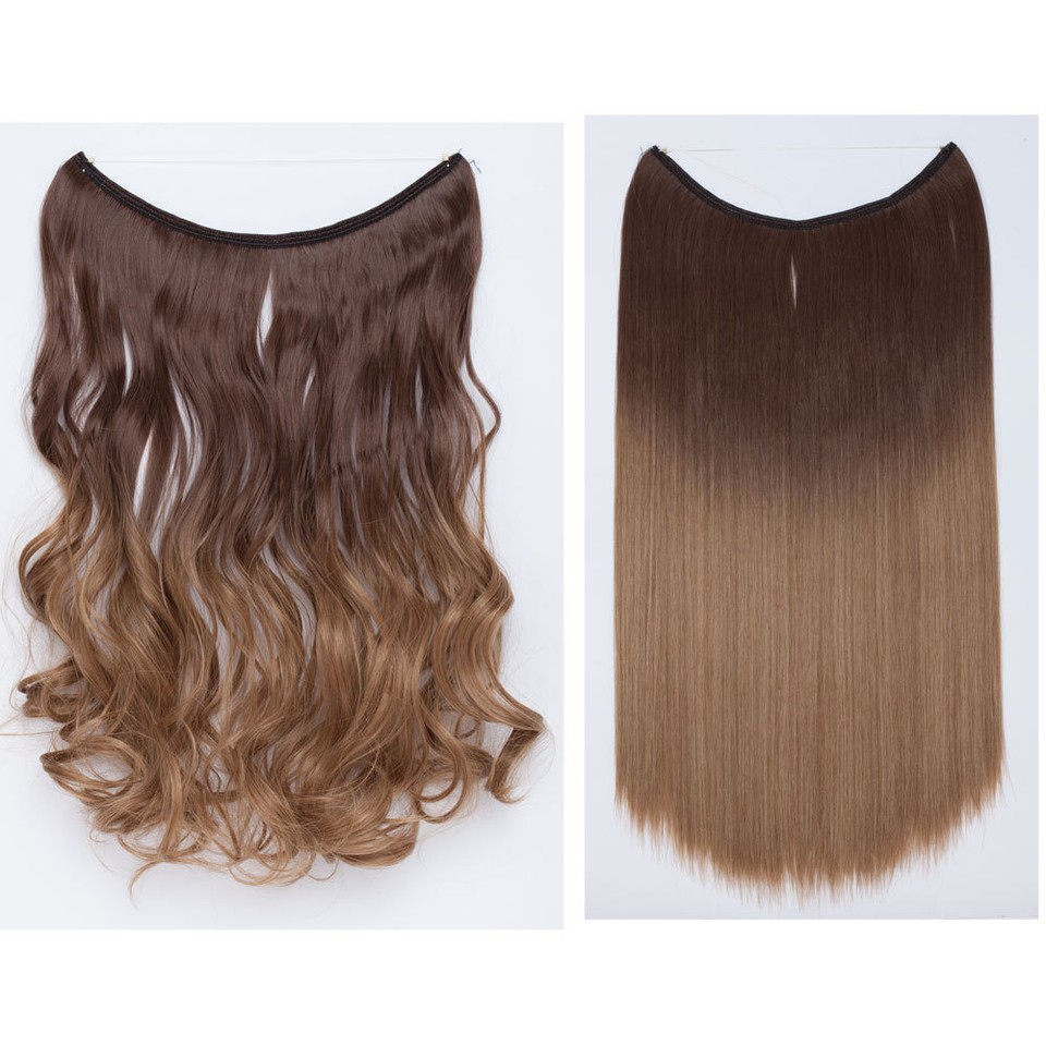 Long Real Straight Curly Wire Headband One Piece Clip in on Hair ...