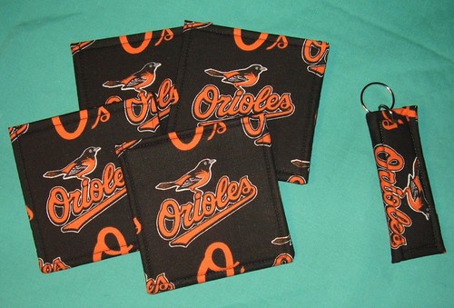 NEW COASTERS SET of 4 and/or KEYCHAIN key ring BALTIMORE ORIOLES ...