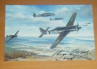 AUTOGRAPH WW2 Hugo Broch Germany Luftwaffe Fighter Pilot WW2 hand ...
