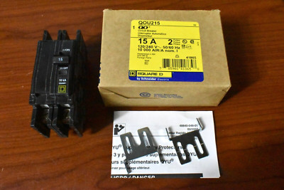 Square D Schneider Electric QOU215 Circuit Breaker 2 Pole, 15A, 120 ...