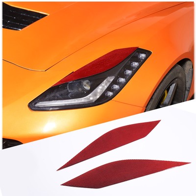 Red Carbon Fiber Headlight Eyelid Strip Sticker Trim For Corvette C7 ...