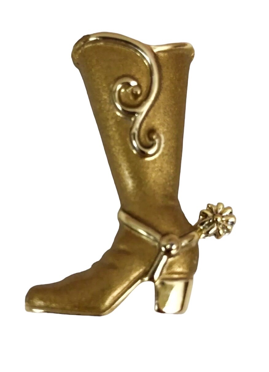 Western Cowboy Boot Spurs Lapel Pin Tie Tack Gold Tone Vintage Gift | eBay