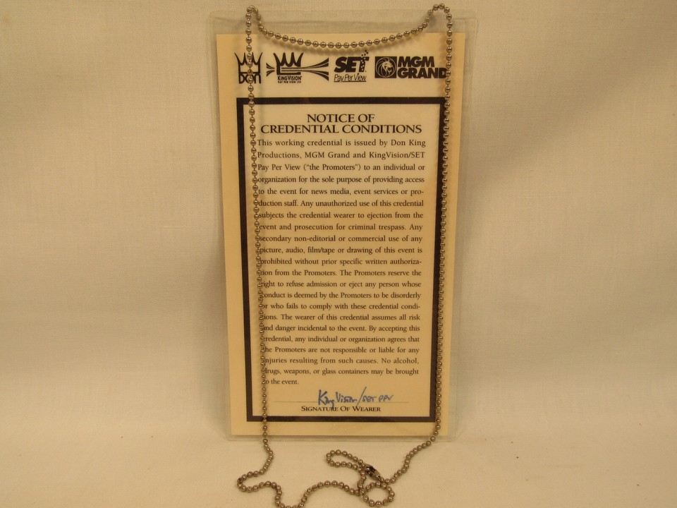 D6 Vintage Original Boxing PR Team ID Pass 1994 Super Grand Slam Of ...